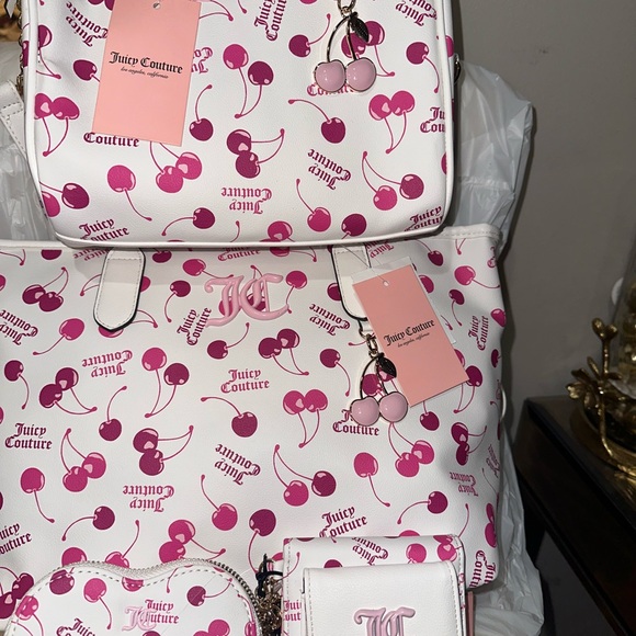 Juicy Couture | Bags | Juicy Couture Pink Cherry Print Tote | Poshmark